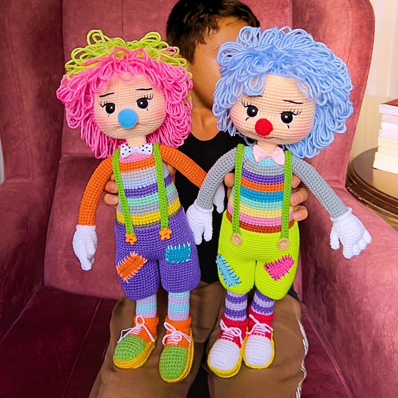 Clown Playful Personalised Character / Colourful Funny Crochet Clown ...