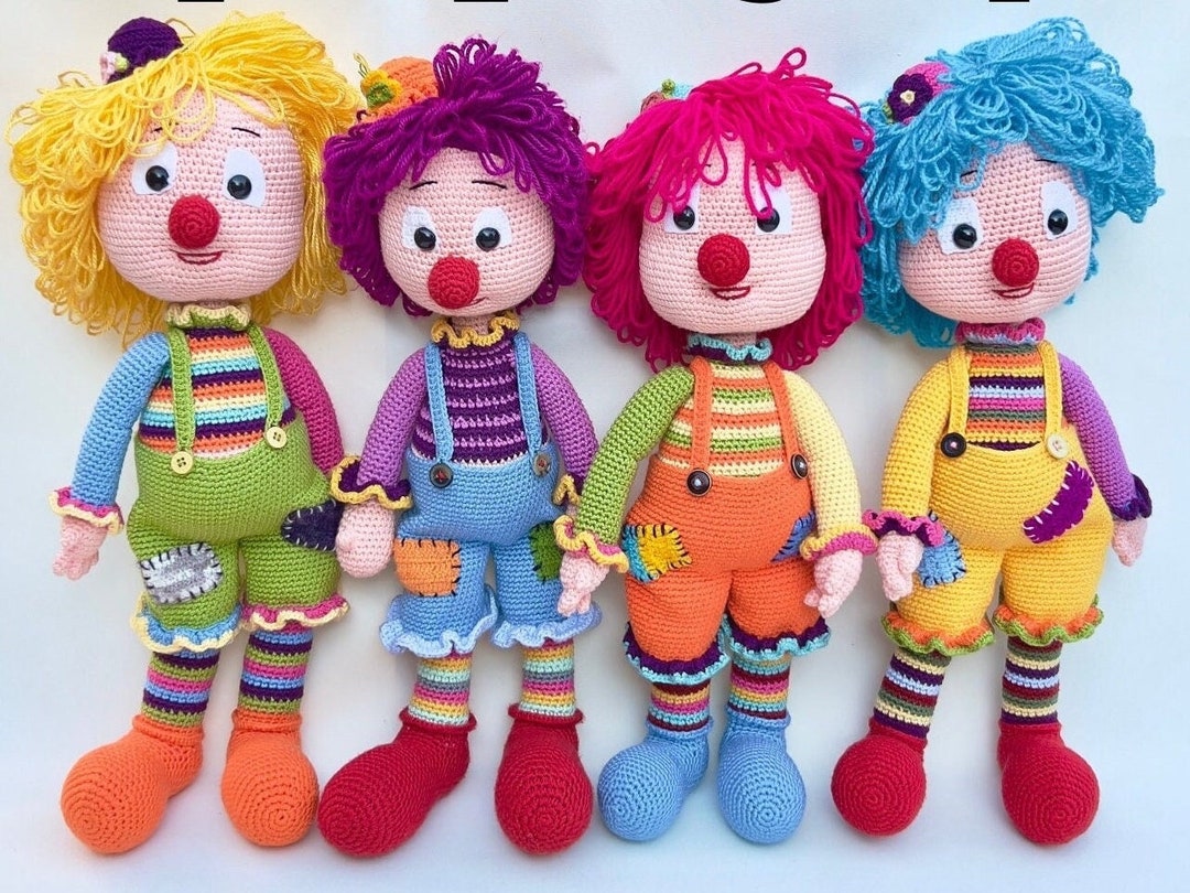 Clown Playful Personalised Character / Colourful Funny Crochet Clown ...
