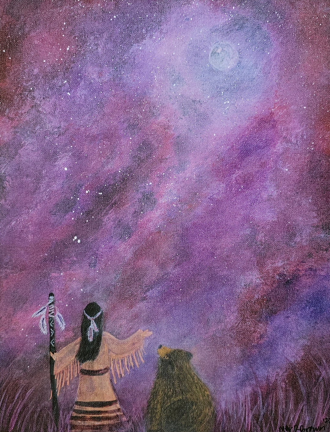 Native Woman With Bear Art Print Welcome Moon 11x14 Print From My ...