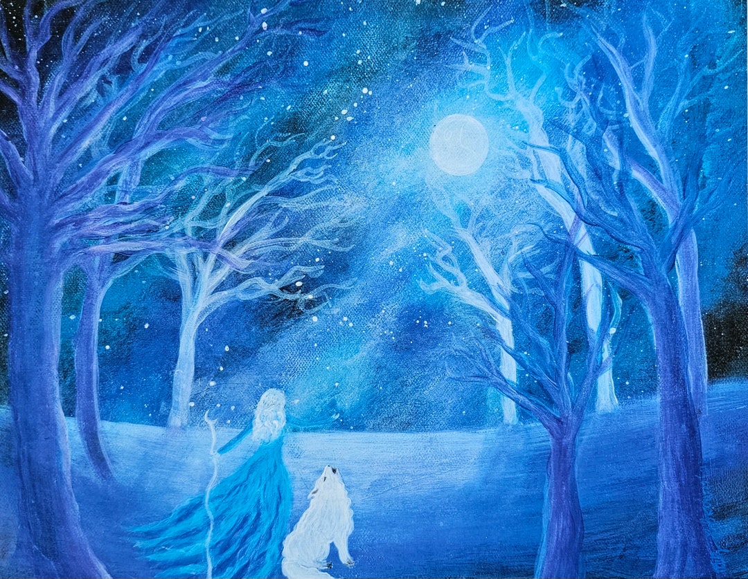 Wolf Note Card January Wolf Moon, 5x7 Note Card From My Original ...