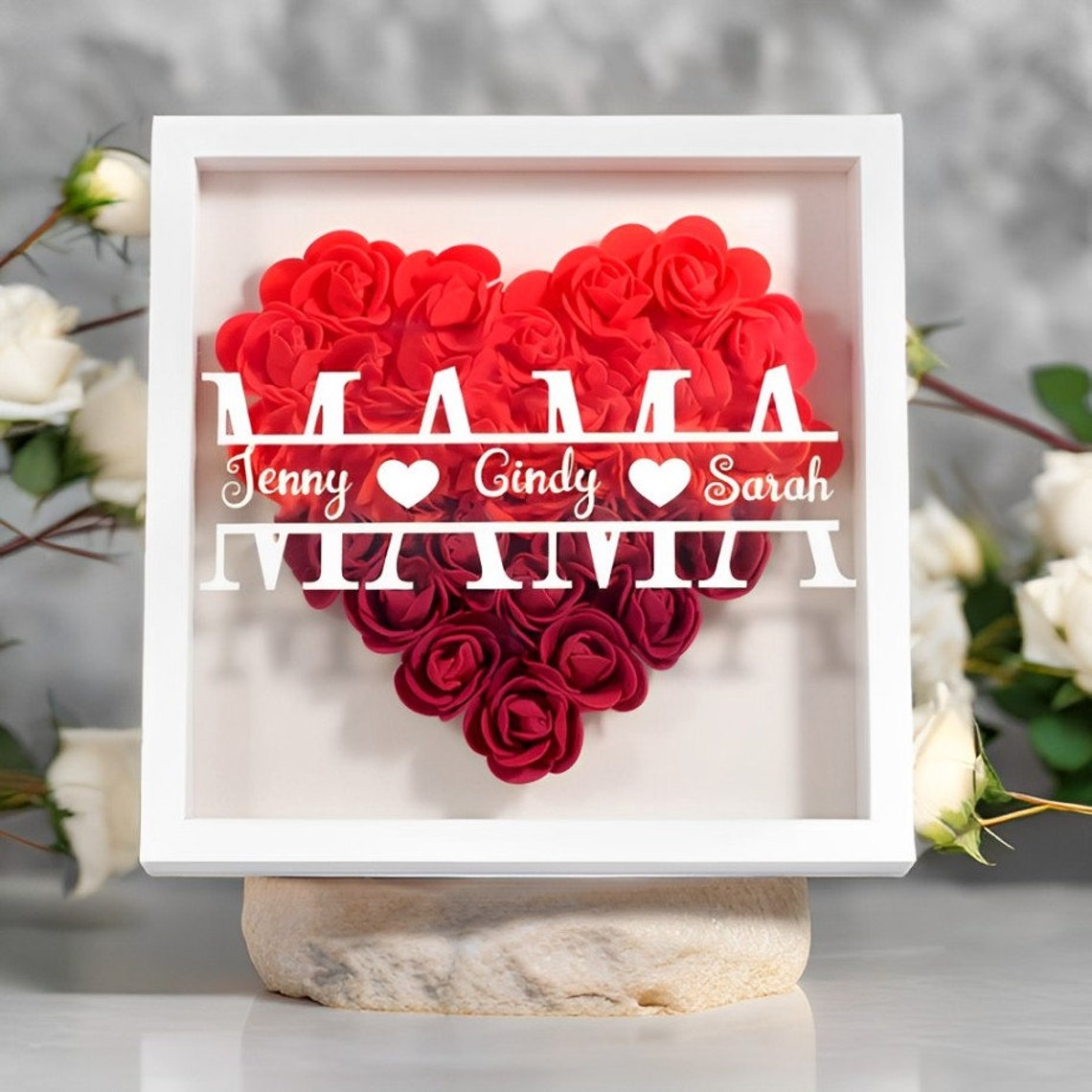 Personalized Flower Shadow Box for Mother's Day Custom Name & Text ...