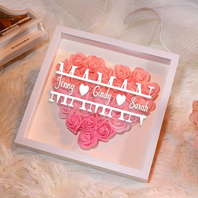Personalized Flower Shadow Box for Mother's Day Custom Name & Text ...