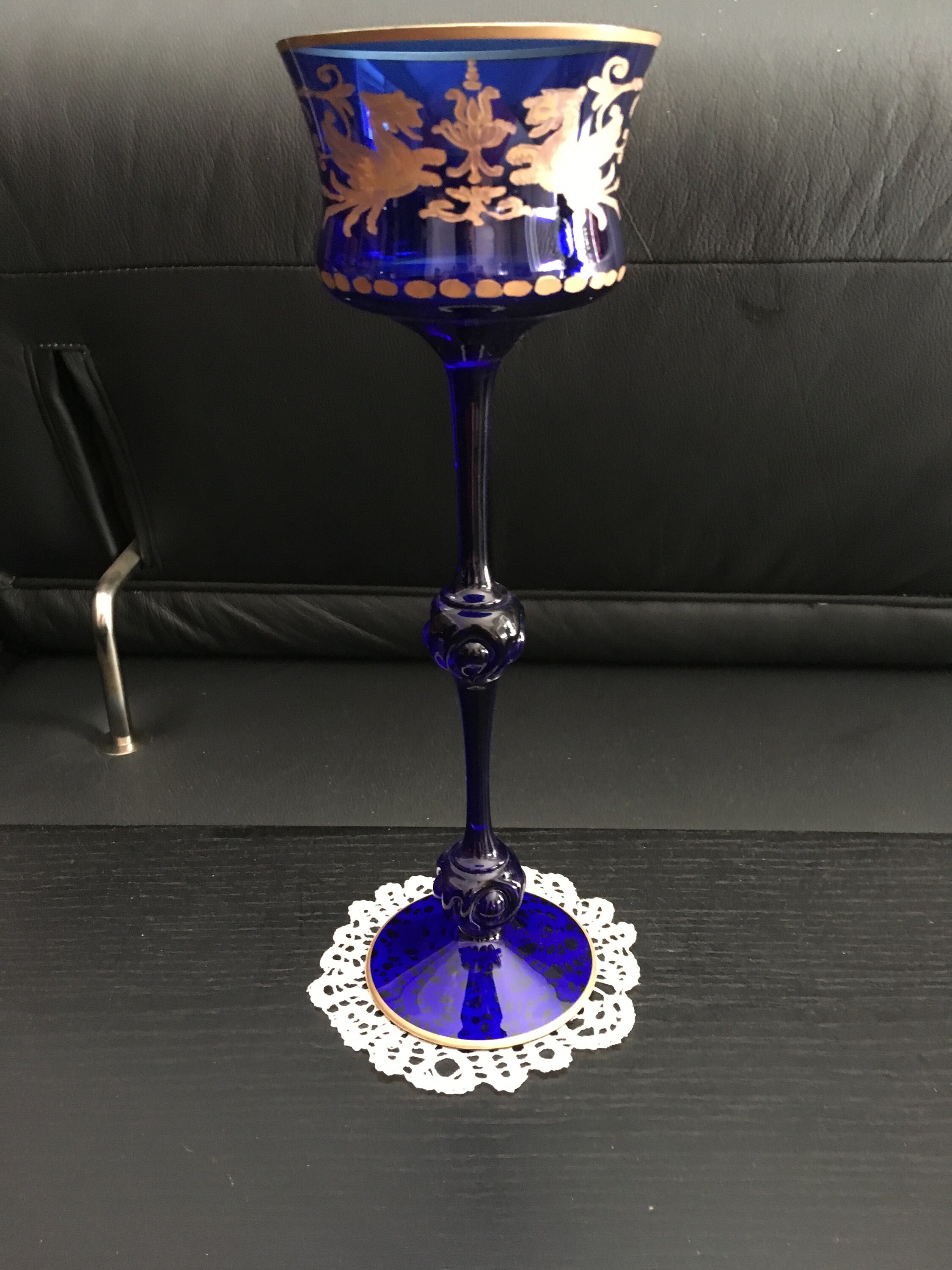 Collectible Venetian Chalice in Murano Blown Glass. Cobalt Blue and ...