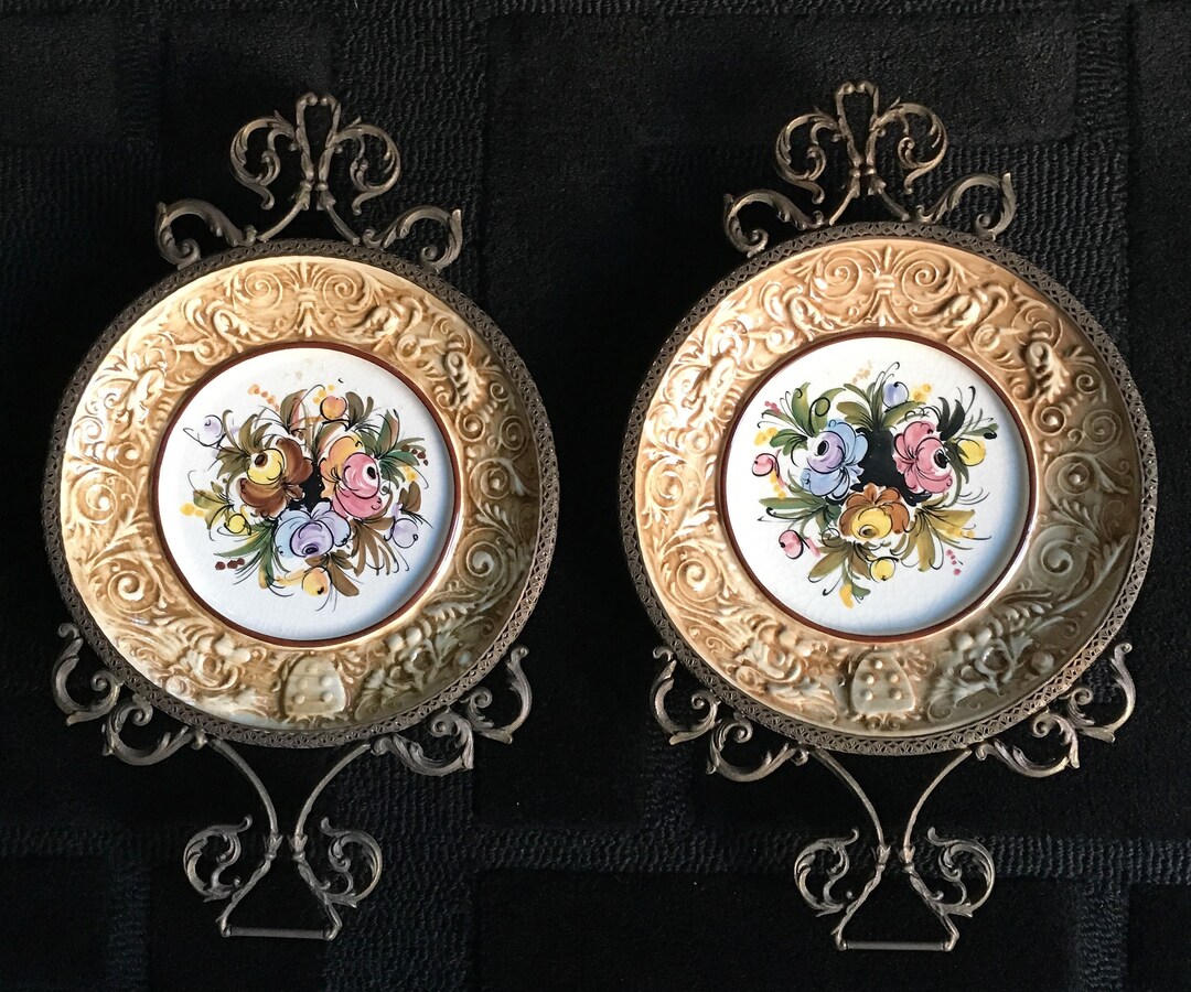 Two Rare and Superb Ceramic and Bronze Wall Plates in Perfect Condition ...
