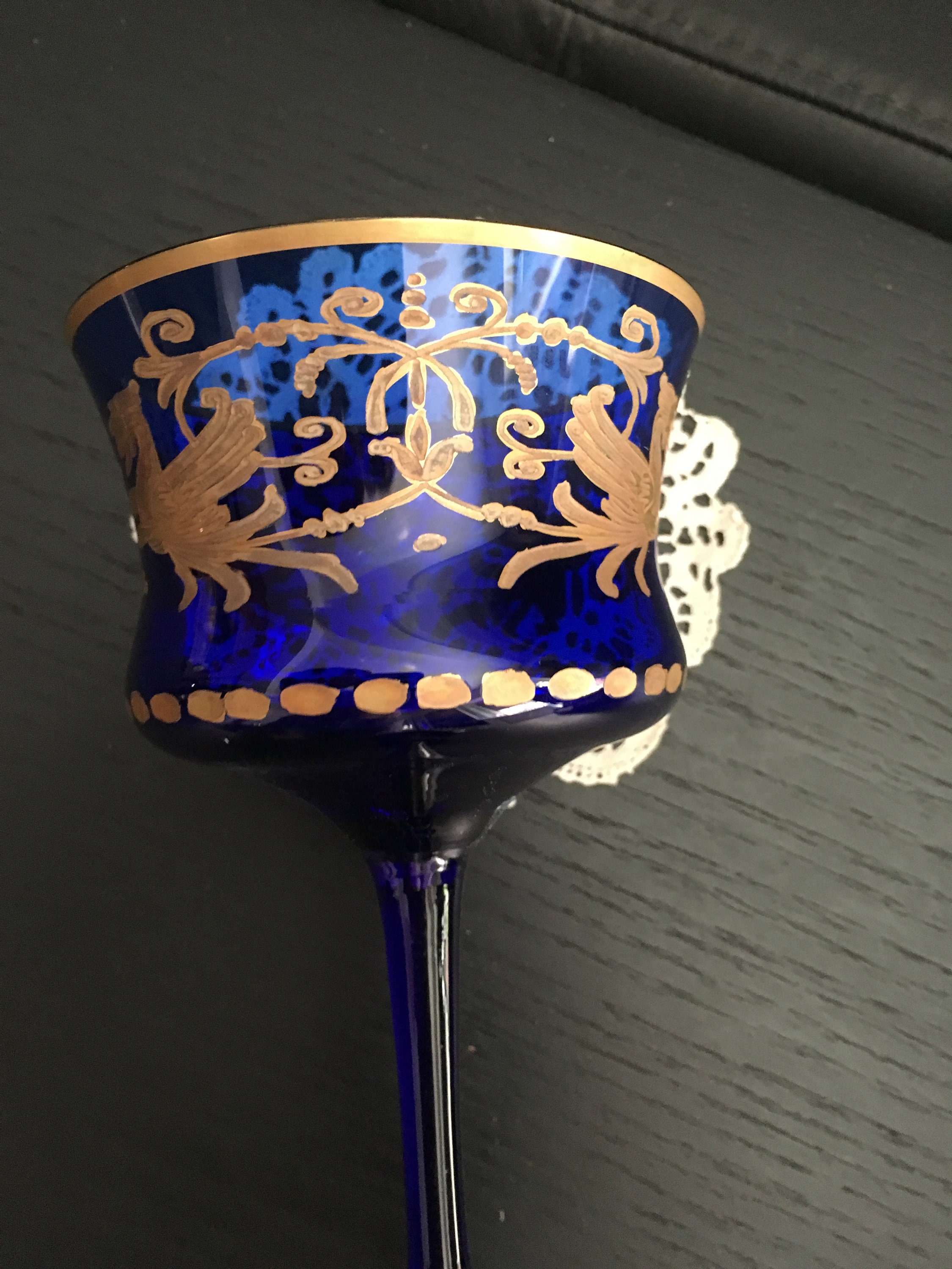 Collectible Venetian Chalice in Murano Blown Glass. Cobalt Blue and ...
