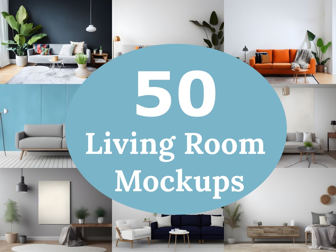 Living Room Mockups - 50 Pack - Interior Mockup Bundle, Penthouse ...