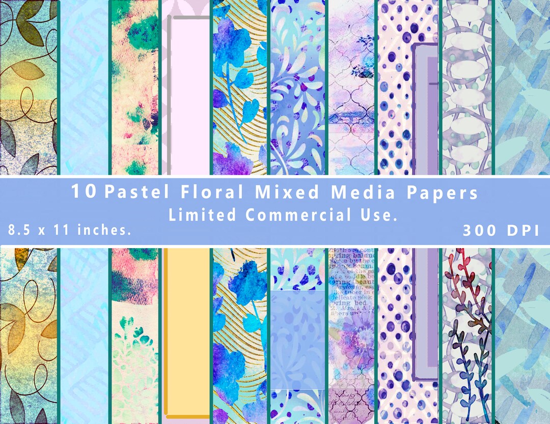 10 Pastel Floral Mixed Media/journal Papers. - Etsy