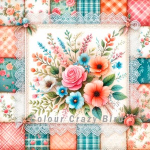 12 Pretty Calico Patchwork Squares. - Etsy
