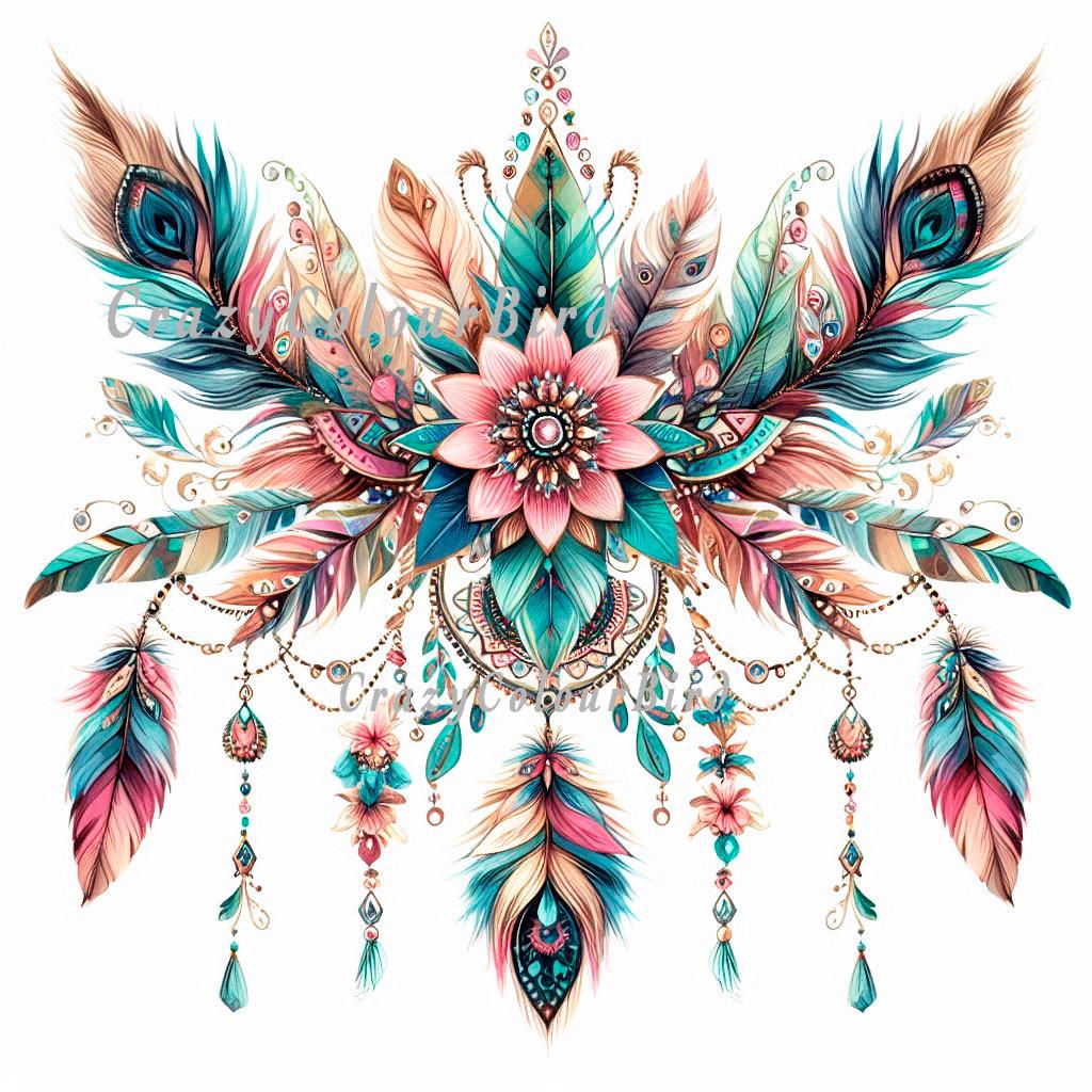 10 Beautiful Boho Feather Graphics. - Etsy