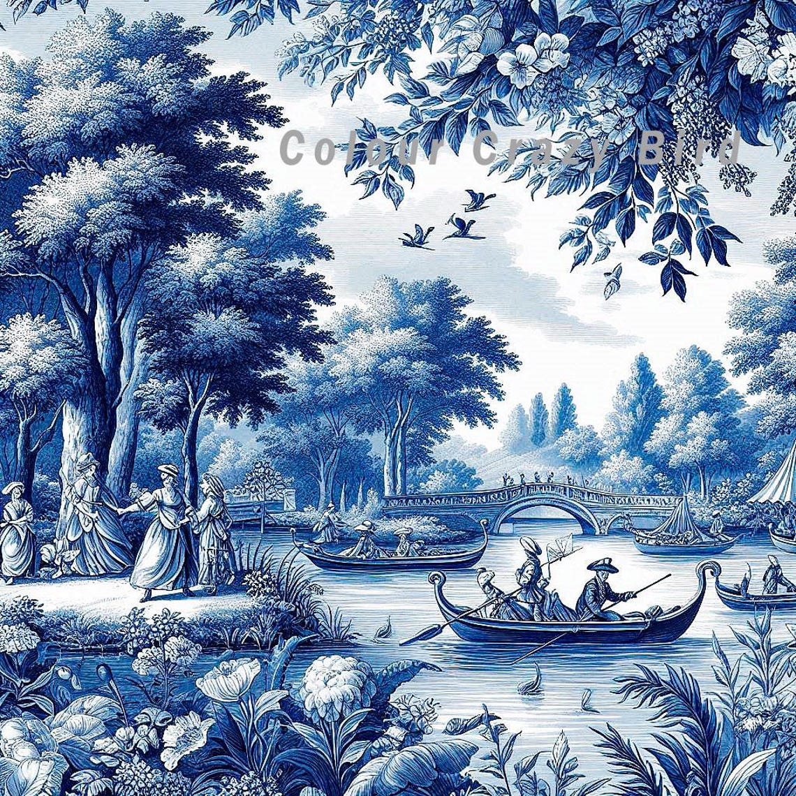 10 French Blue Toile Papers/ Digital Download/scrap Booking and Paper ...