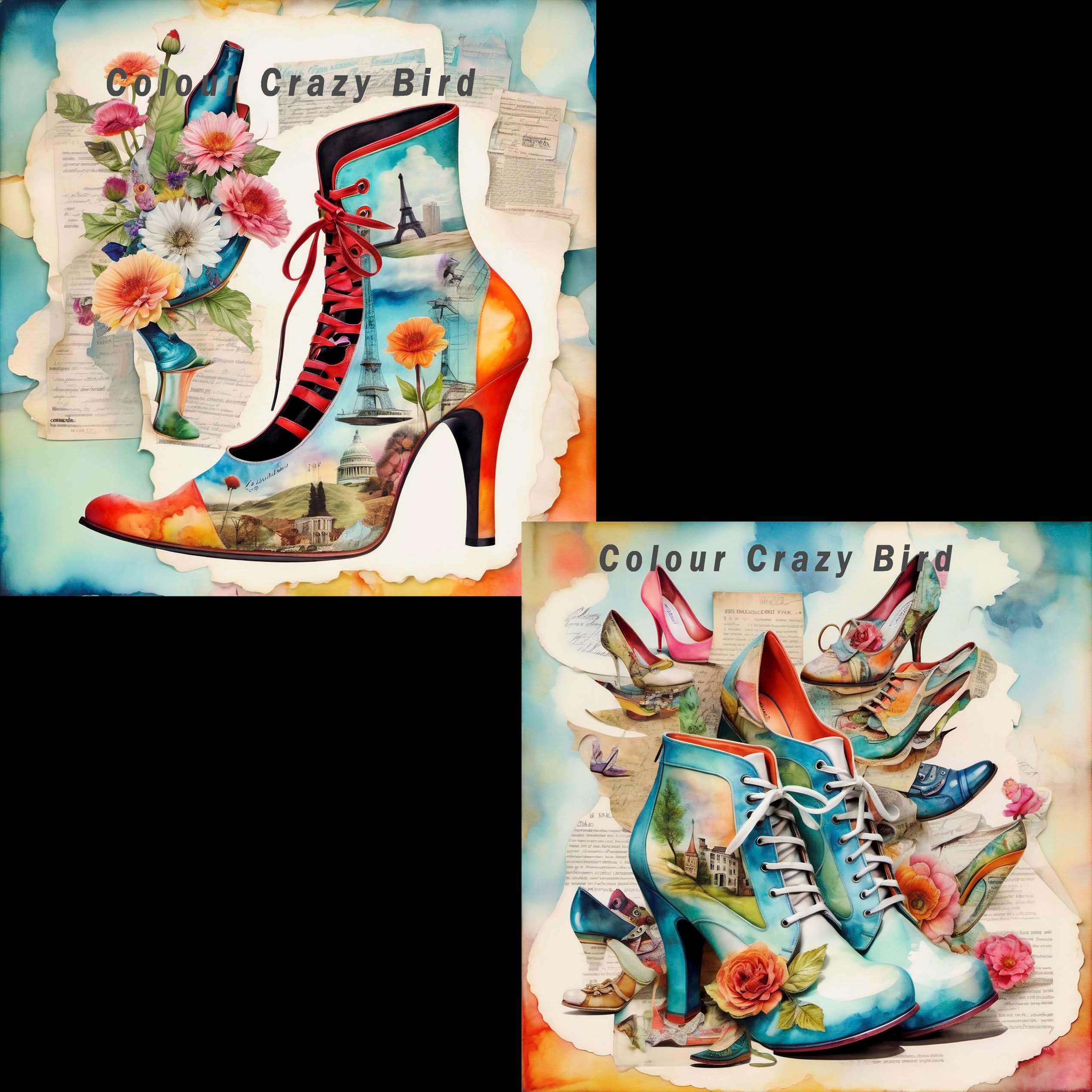 14 Whimsical Fashion Shoe Collages. - Etsy