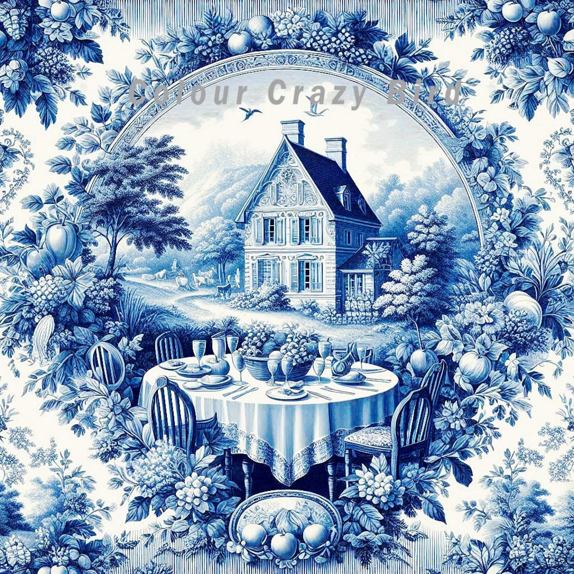 10 French Blue Toile Papers/ Digital Download/scrap Booking and Paper ...