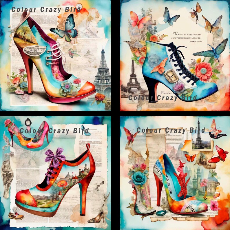 14 Whimsical Fashion Shoe Collages. - Etsy