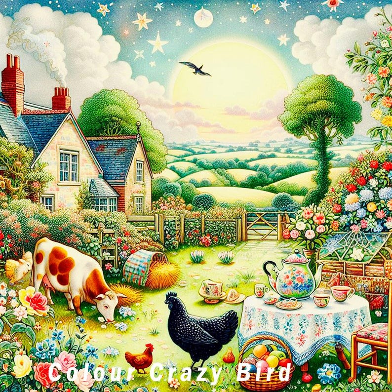 10 Whimsically Pretty Country Scenes/art Prints/digital Download/ai ...