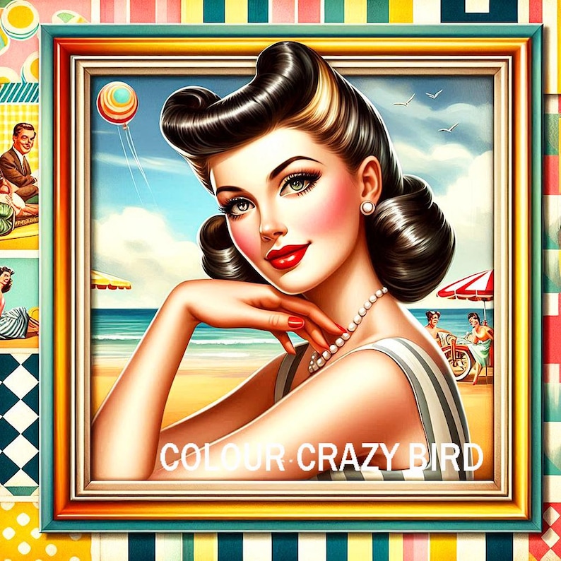 Vintage Retro Pinups/glamour Girls/50' and 40's/digital Art/ 10 X 10 ...