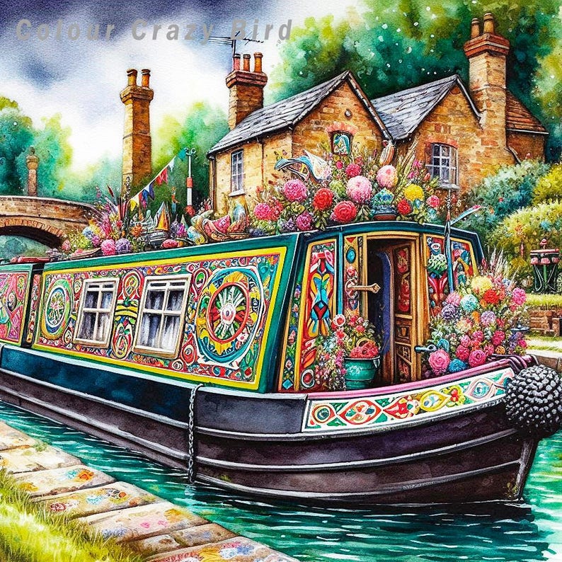 Folk Art Painted Canal Boats. - Etsy