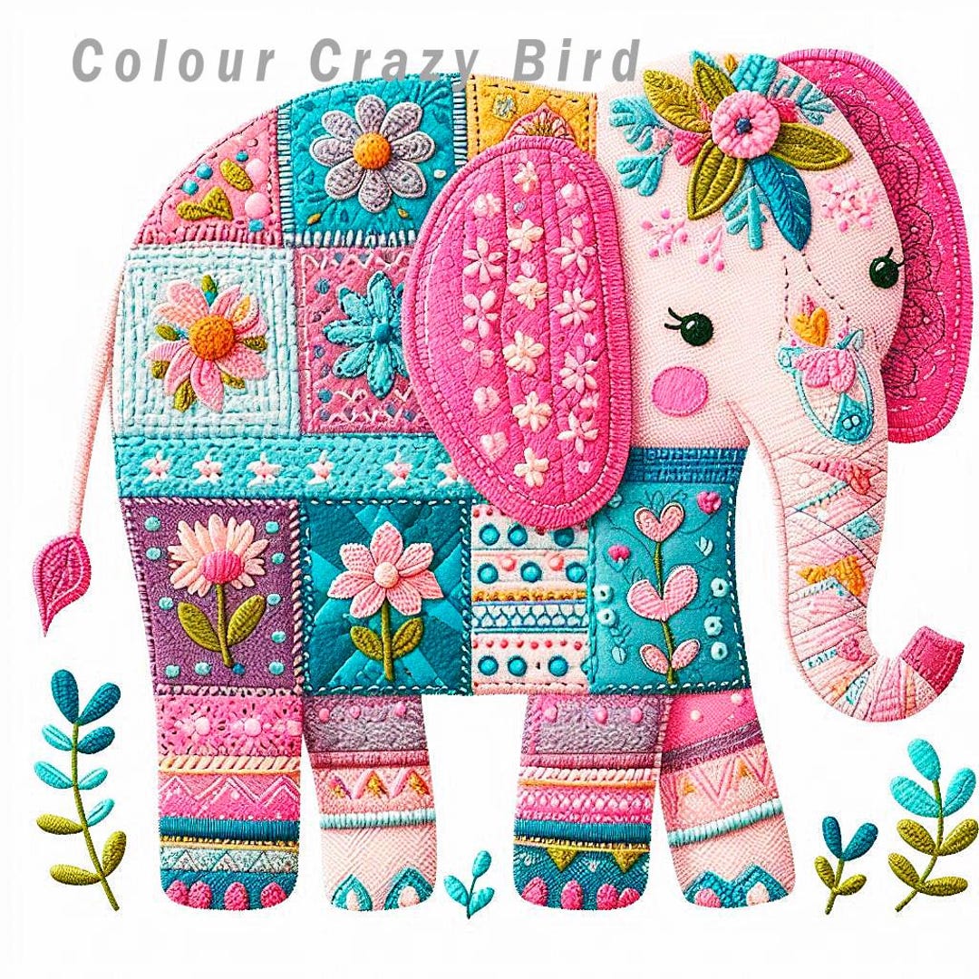 Pretty Patchwork Elephants. - Etsy