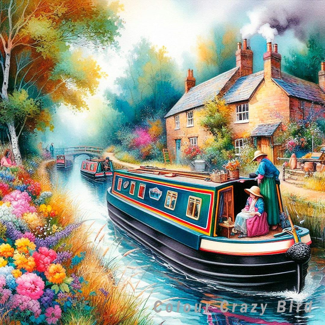 Folk Art Painted Canal Boats. - Etsy