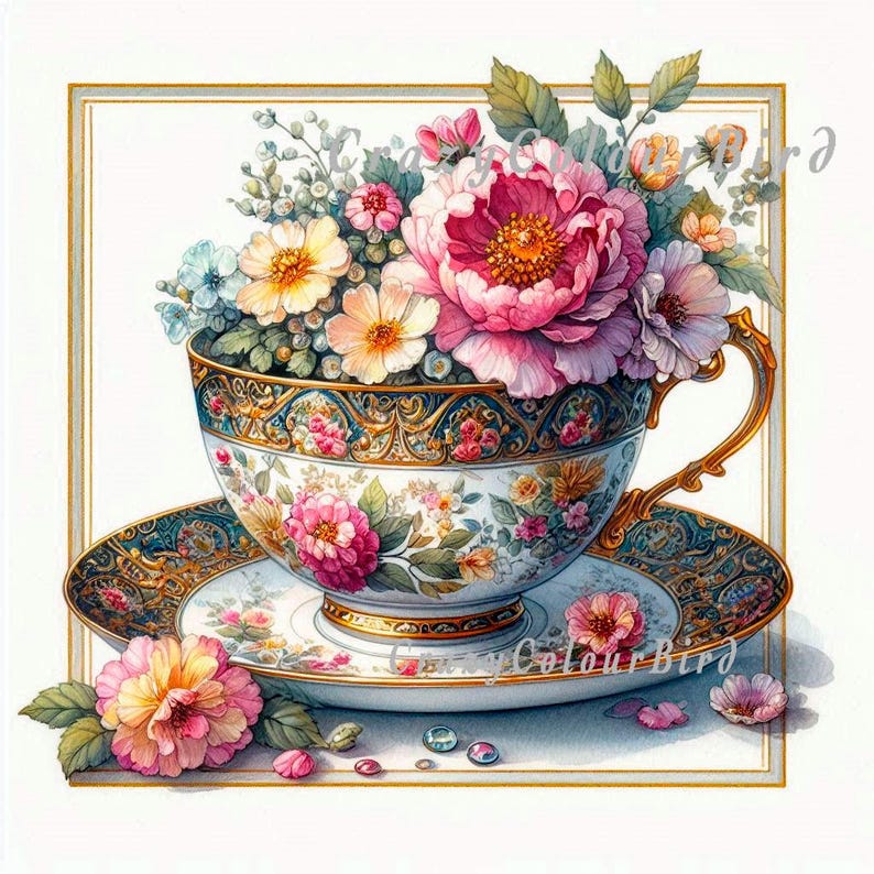 Floral Tea Cups. - Etsy