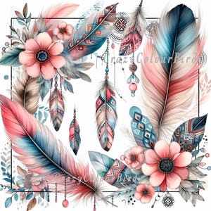 10 Beautiful Boho Feather Graphics. - Etsy