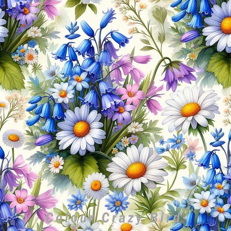 Pretty Bluebells and Daisies. - Etsy