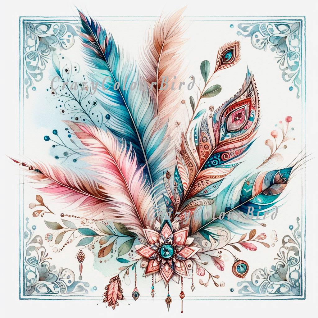 10 Beautiful Boho Feather Graphics. - Etsy