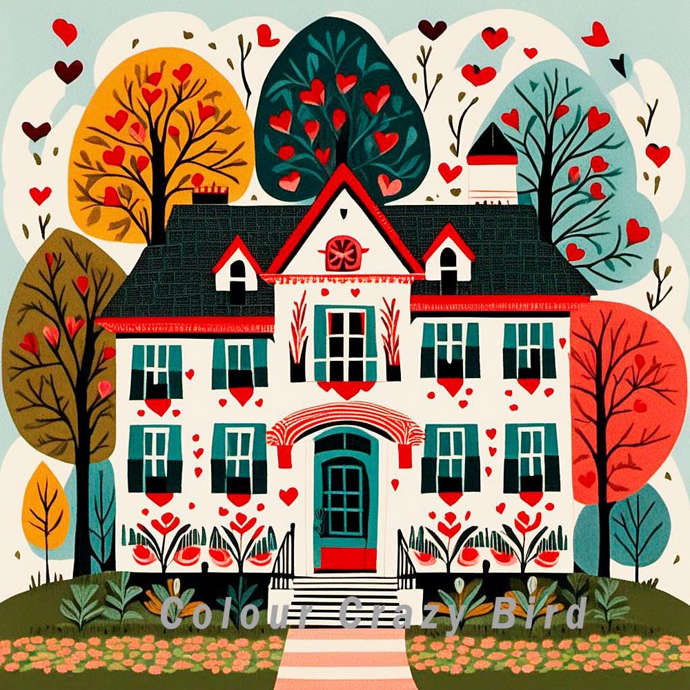 Colourful Primitive Country Style Houses/ Folk Art/digital Download ...
