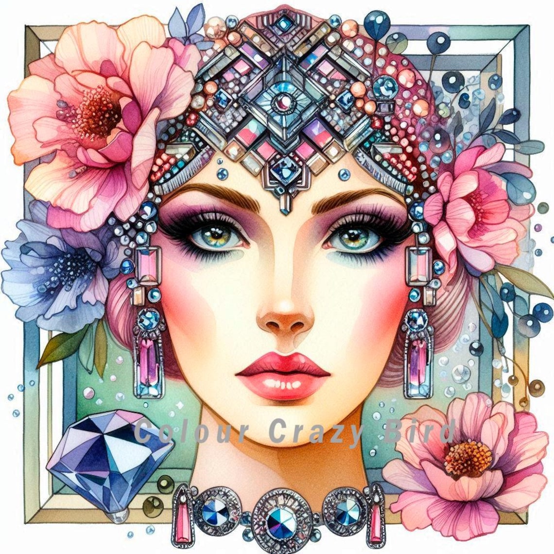 Art Deco Jewelled Faces. - Etsy