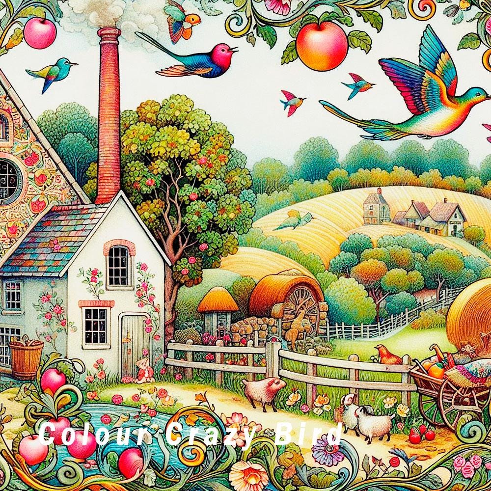 10 Whimsically Pretty Country Scenes/art Prints/digital Download/ai ...