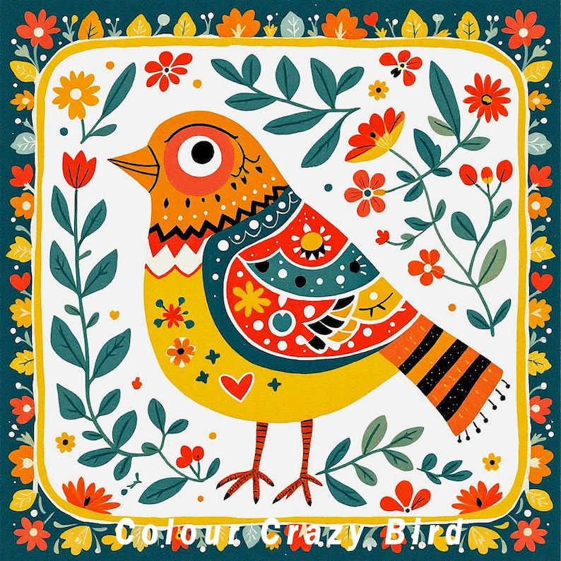 10 Scandinavian Folk Art Birds. - Etsy