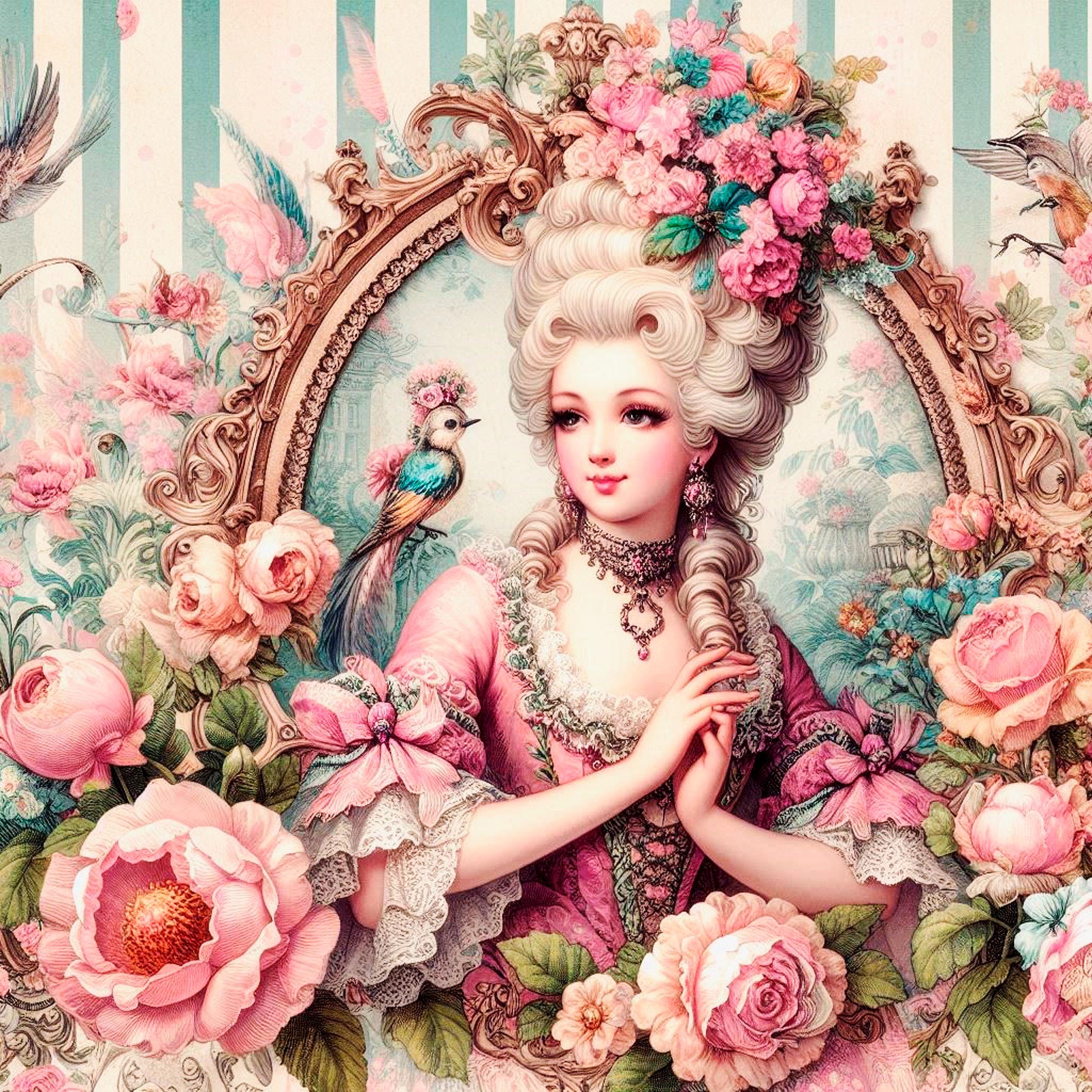 Rococo Elegance Papers/pretty Rococo Ladies/ai Generated/digital ...