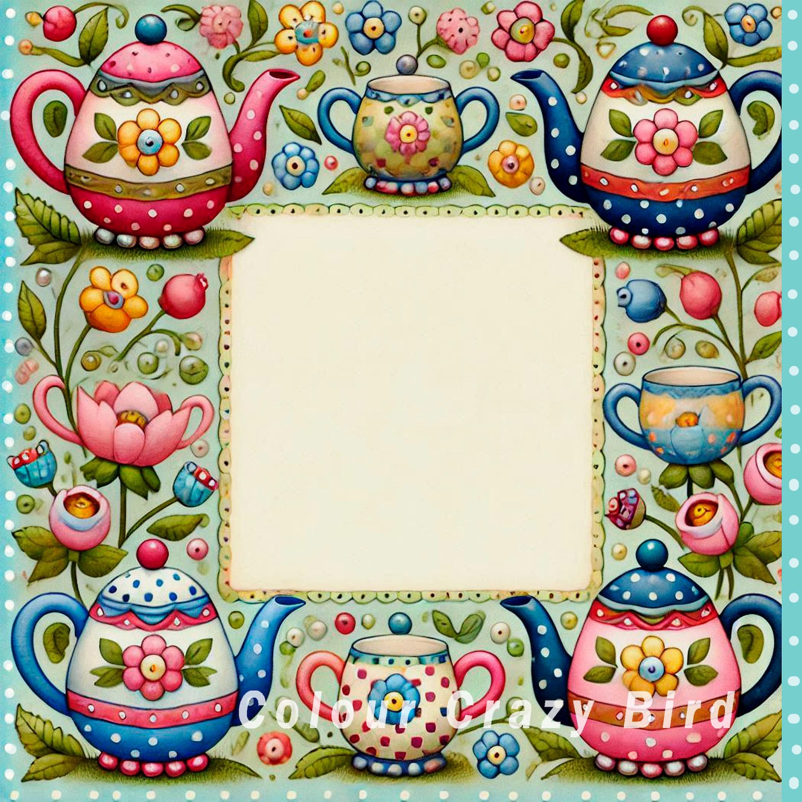 10 Pretty Whimsical Teapot Borders. - Etsy