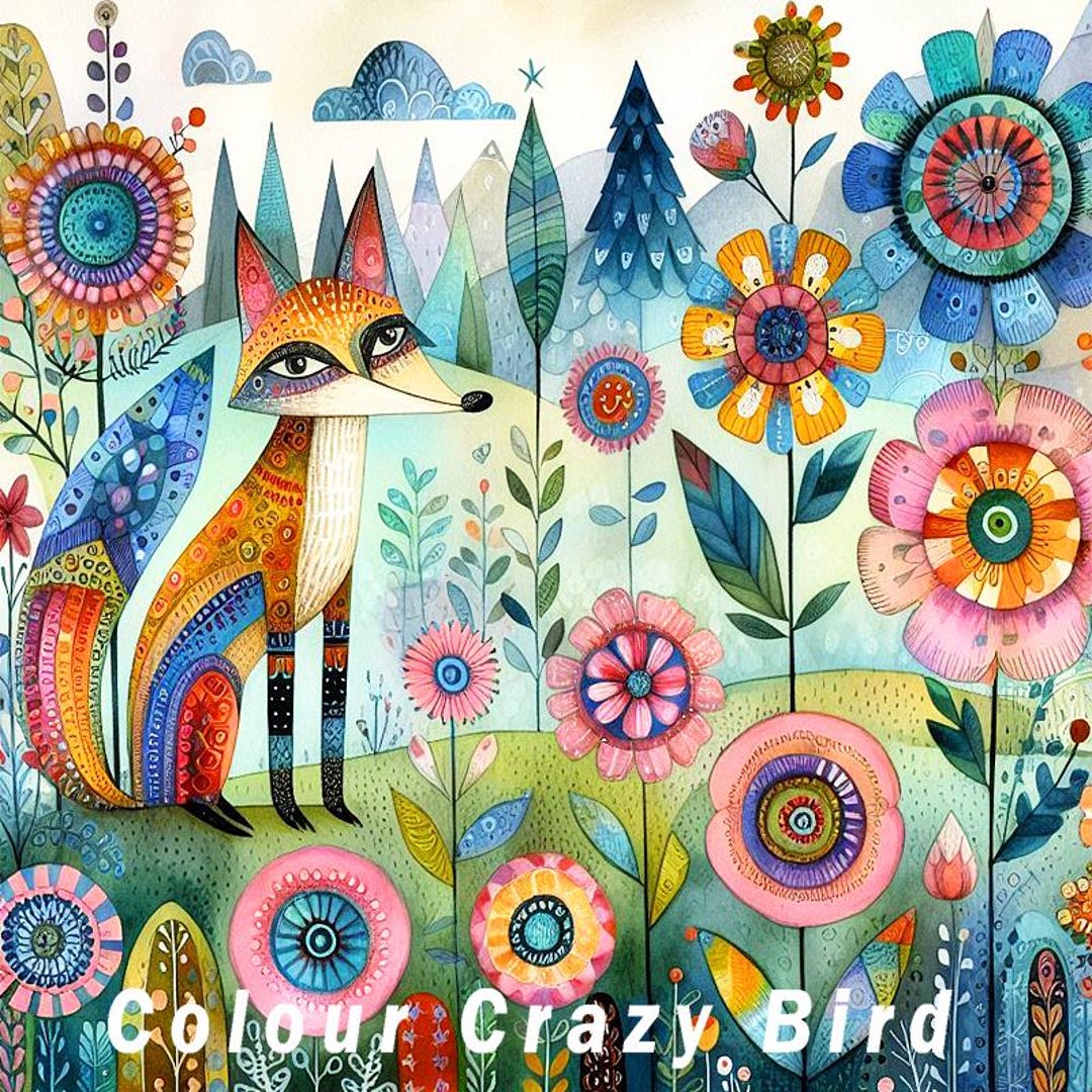 12 Whimsical Quirky Folk Art Papers. - Etsy