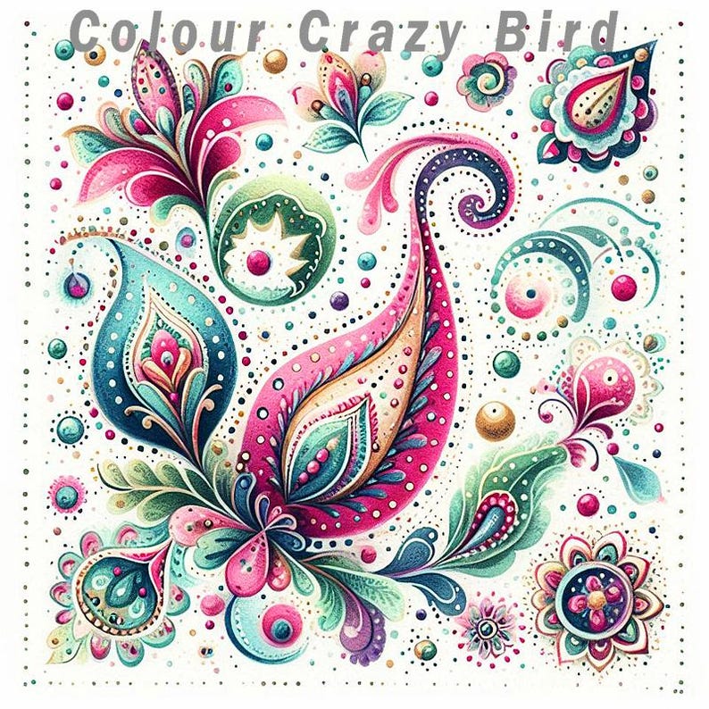 Paisley Designs: Colorful Graphics for Crafts & Print (JPEG Download ...
