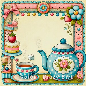 10 Pretty Whimsical Teapot Borders. - Etsy