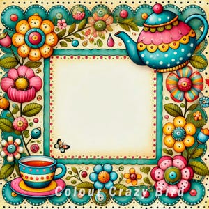 10 Pretty Whimsical Teapot Borders. - Etsy