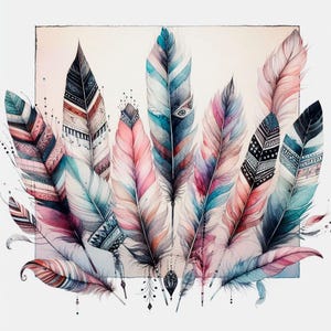 10 Beautiful Boho Feather Graphics. - Etsy