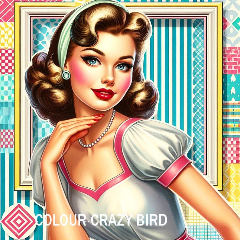 Vintage Retro Pinups/glamour Girls/50' and 40's/digital Art/ 10 X 10 ...