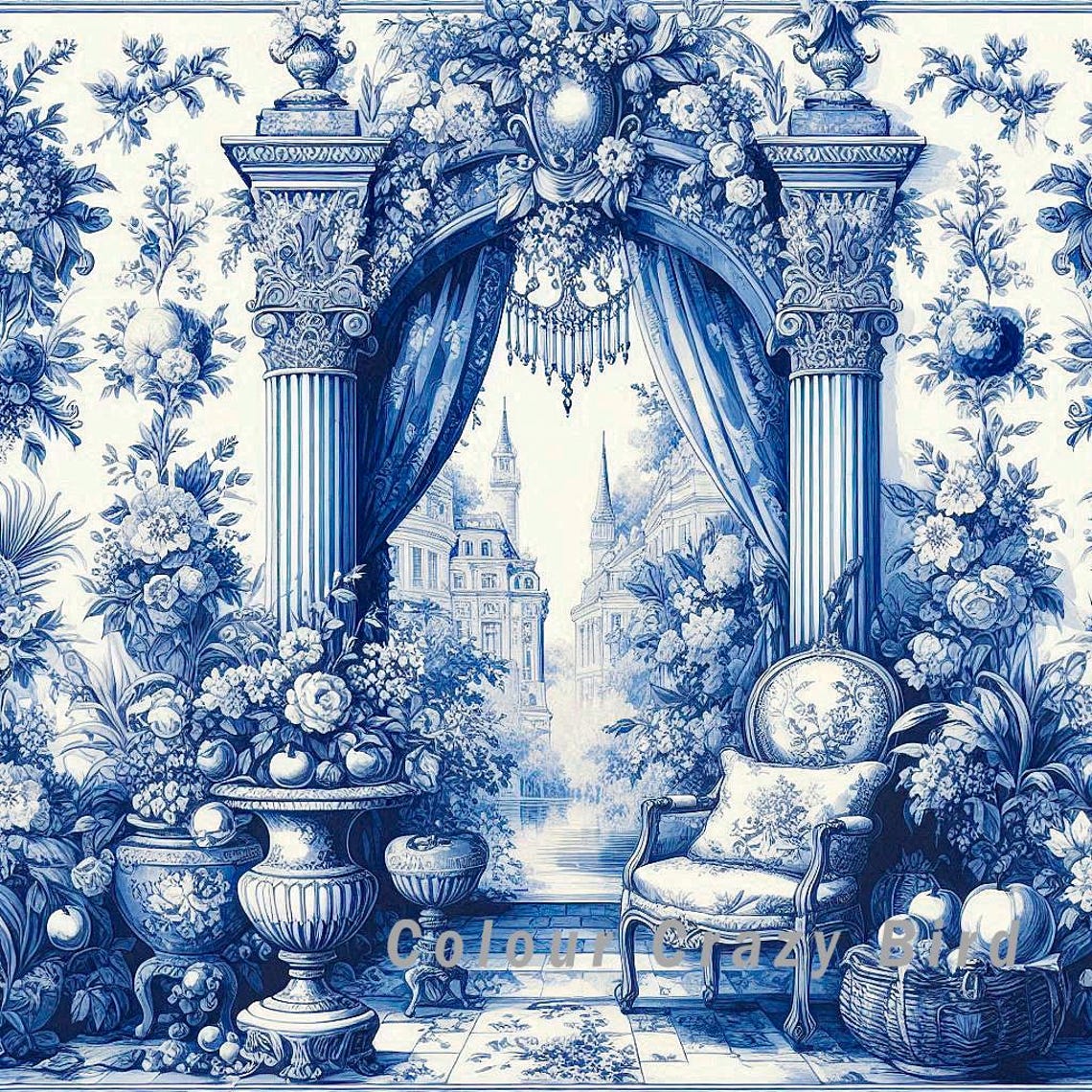 10 French Blue Toile Papers/ Digital Download/scrap Booking and Paper ...