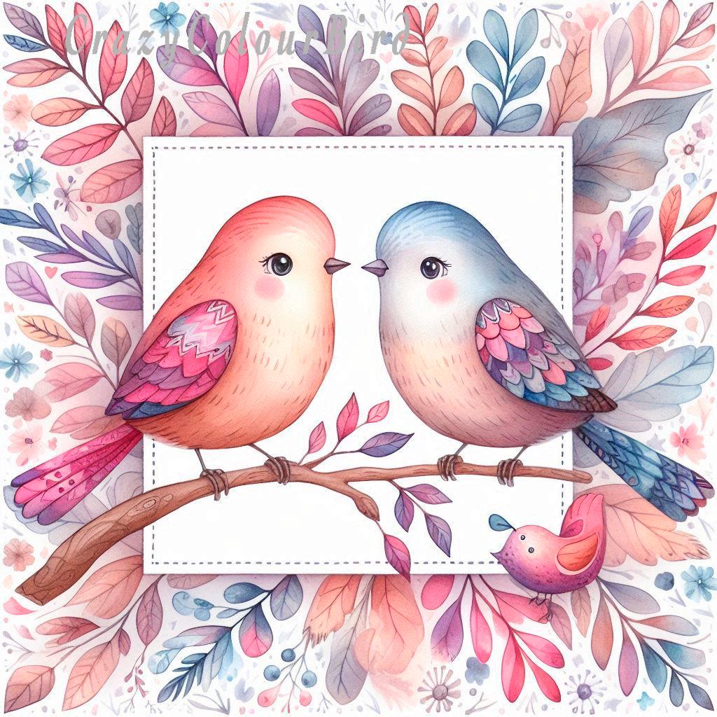Whimsical Bird Clip Art, Colorful Pretty Graphics, Digital Download. - Etsy