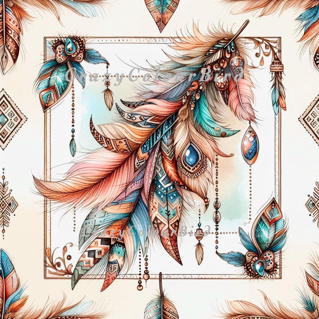 10 Beautiful Boho Feather Graphics. - Etsy