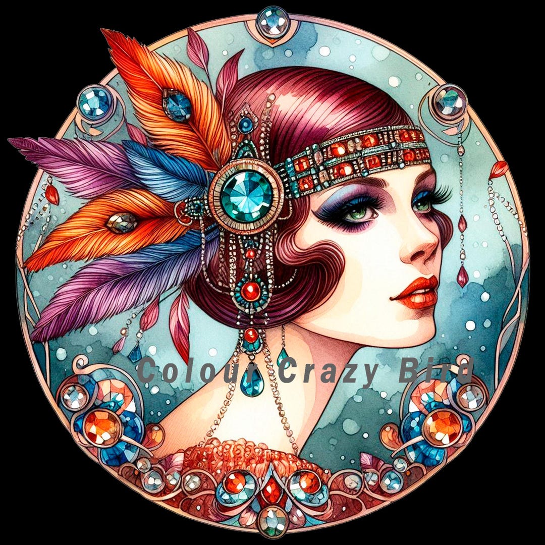 10 Art Deco Flapper Heads PNG - Etsy