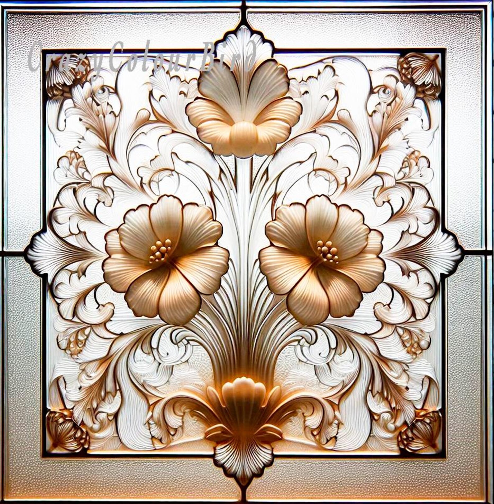 Floral Lalique Style Glass Designs: JPEG Image Download/digital Paper ...