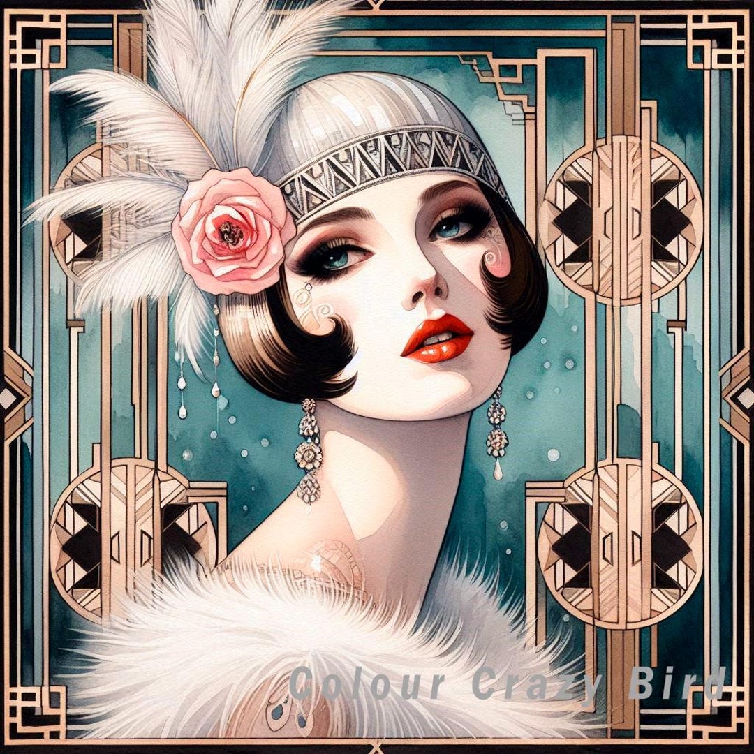 Art Deco Ladies Prints: Glamorous Flapper Style (digital Download 10x10 ...