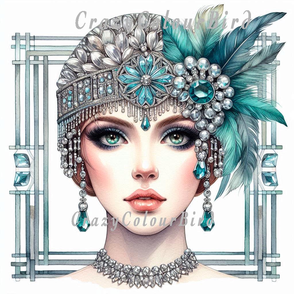 10 Art Deco, Flappers, Jeweled Kopfkleid. - Etsy.de