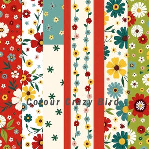 10 Bright Patchwork Papers. - Etsy