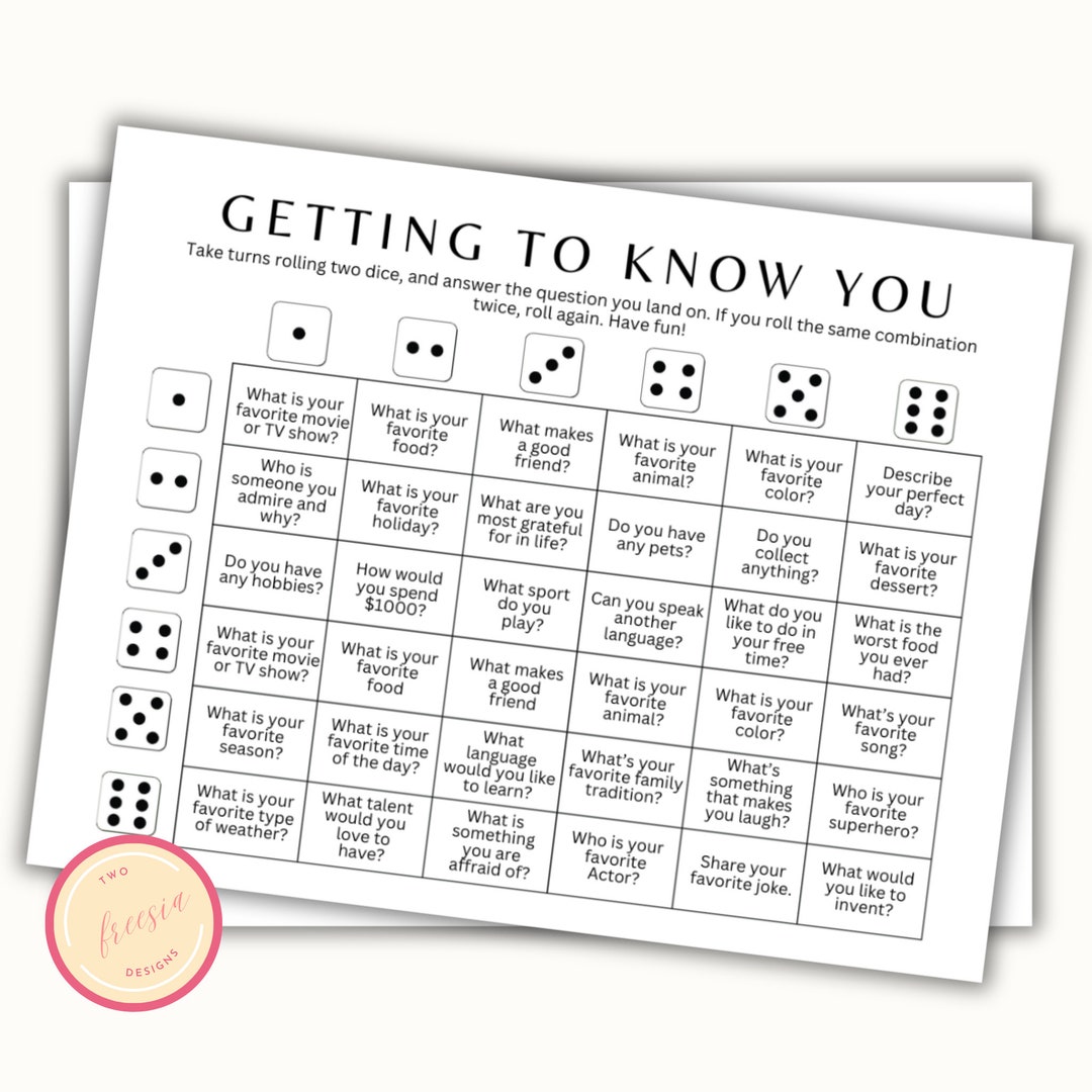 Getting to Know You Dice Game - Back to School - Classroom Icebreaker ...