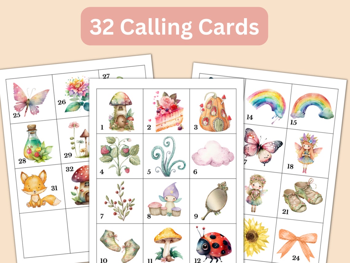 Fairy Bingo Game Printable 30 Fairy Bingo Cards for Kids Fairy Themed ...