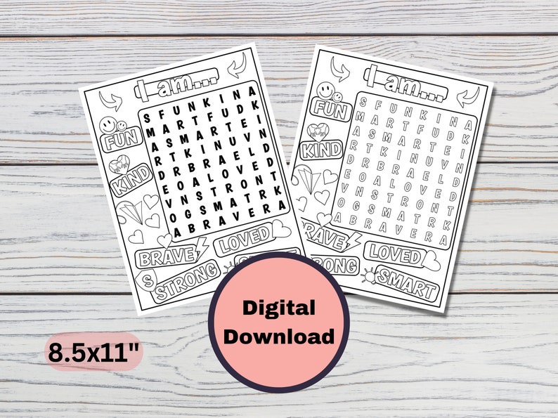 Positive Affirmation Activity and Coloring Worksheets for Kids - Etsy