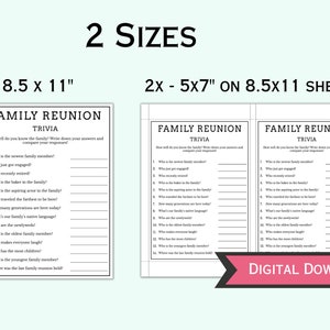 Family Trivia Game - Printable Family Reunion Party Games - Family ...